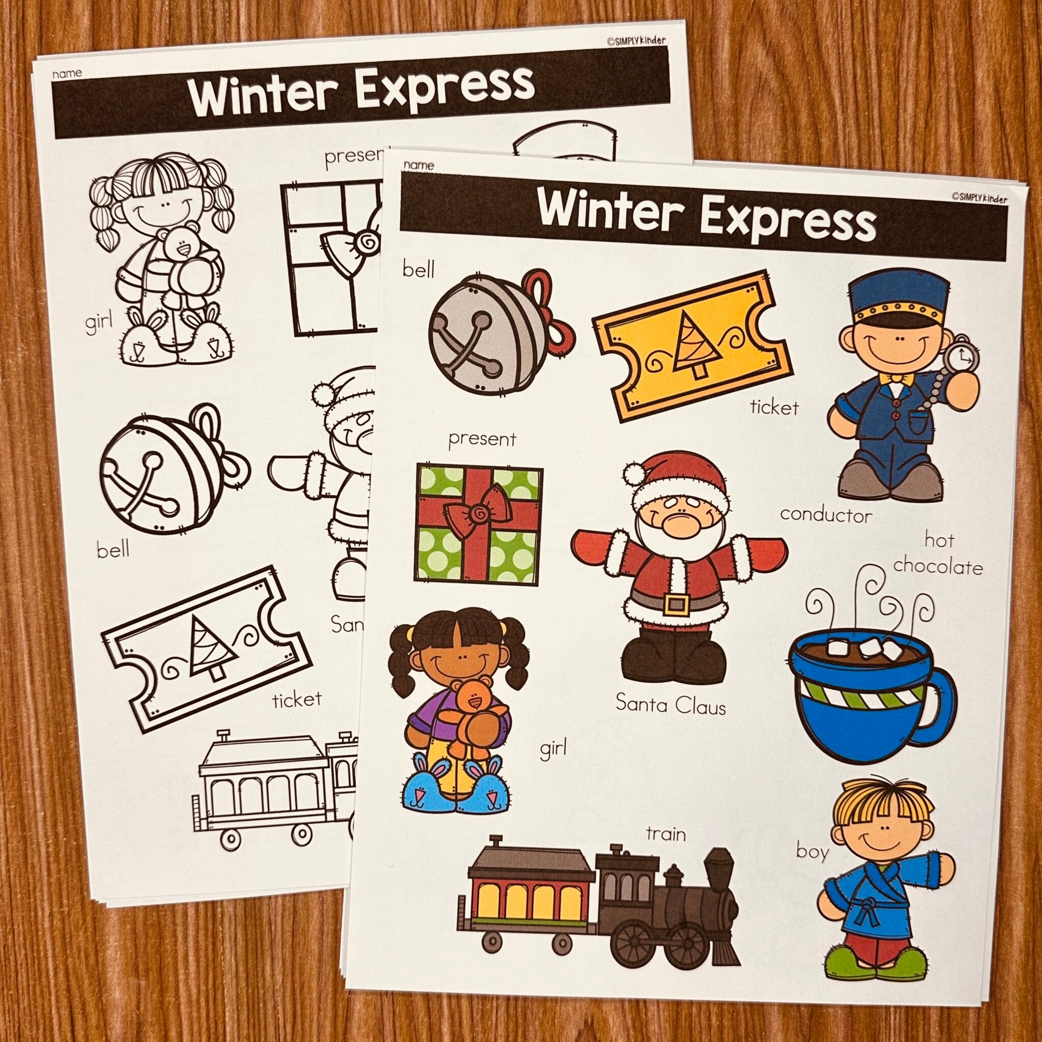 Winter Express Train Day Vocabulary - Simply Kinder + Printable Membership