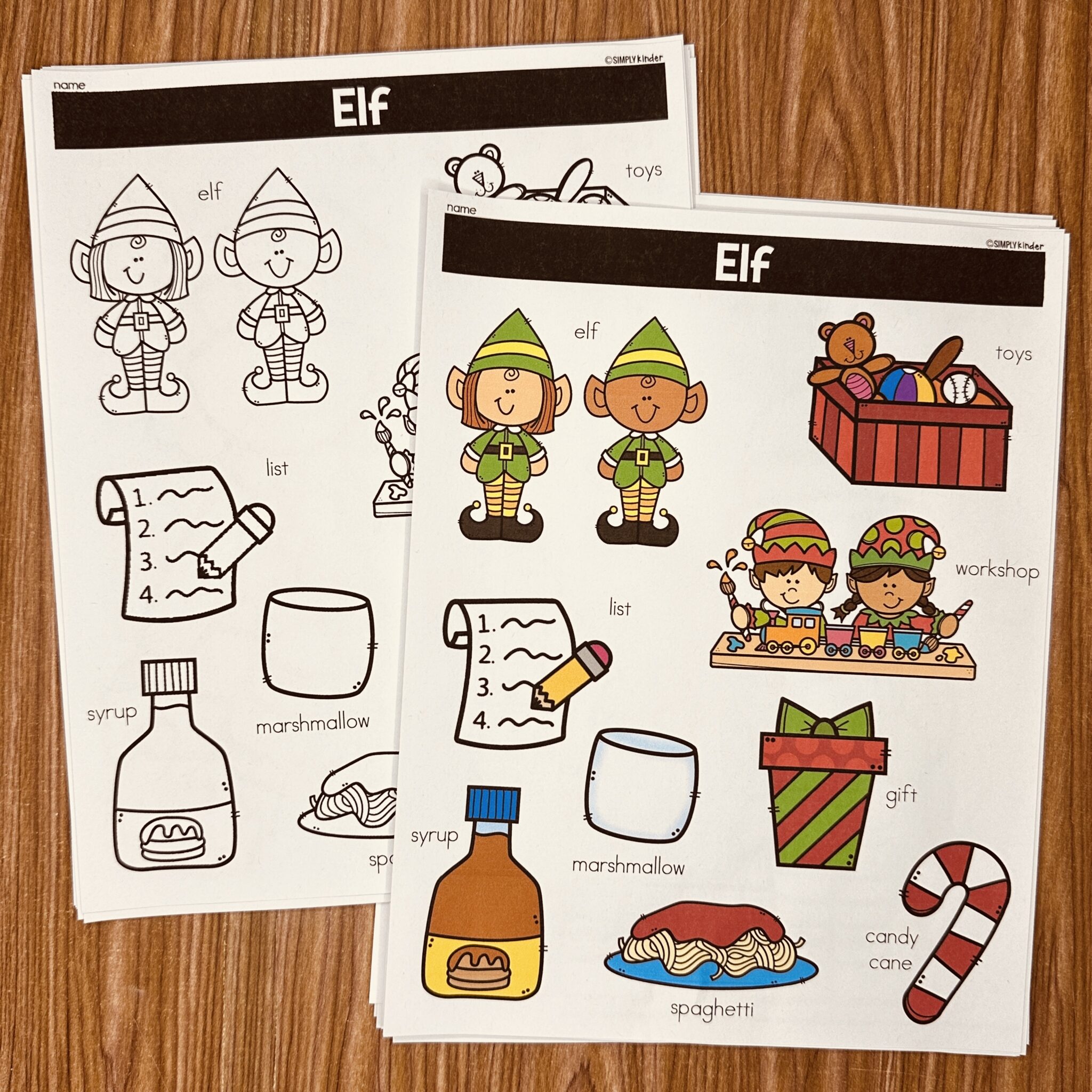 Elf Day Vocabulary - Simply Kinder + Printable Membership