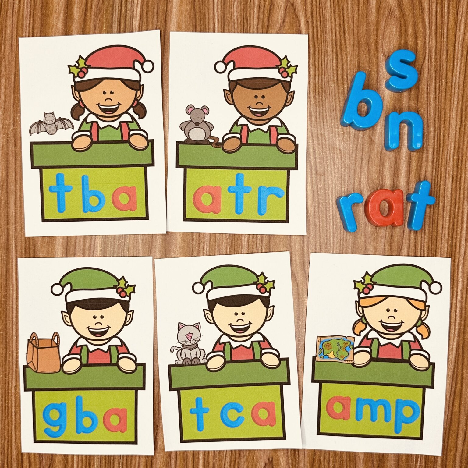 Elf Day CVC Word Scramble Center - Simply Kinder + Printable Membership