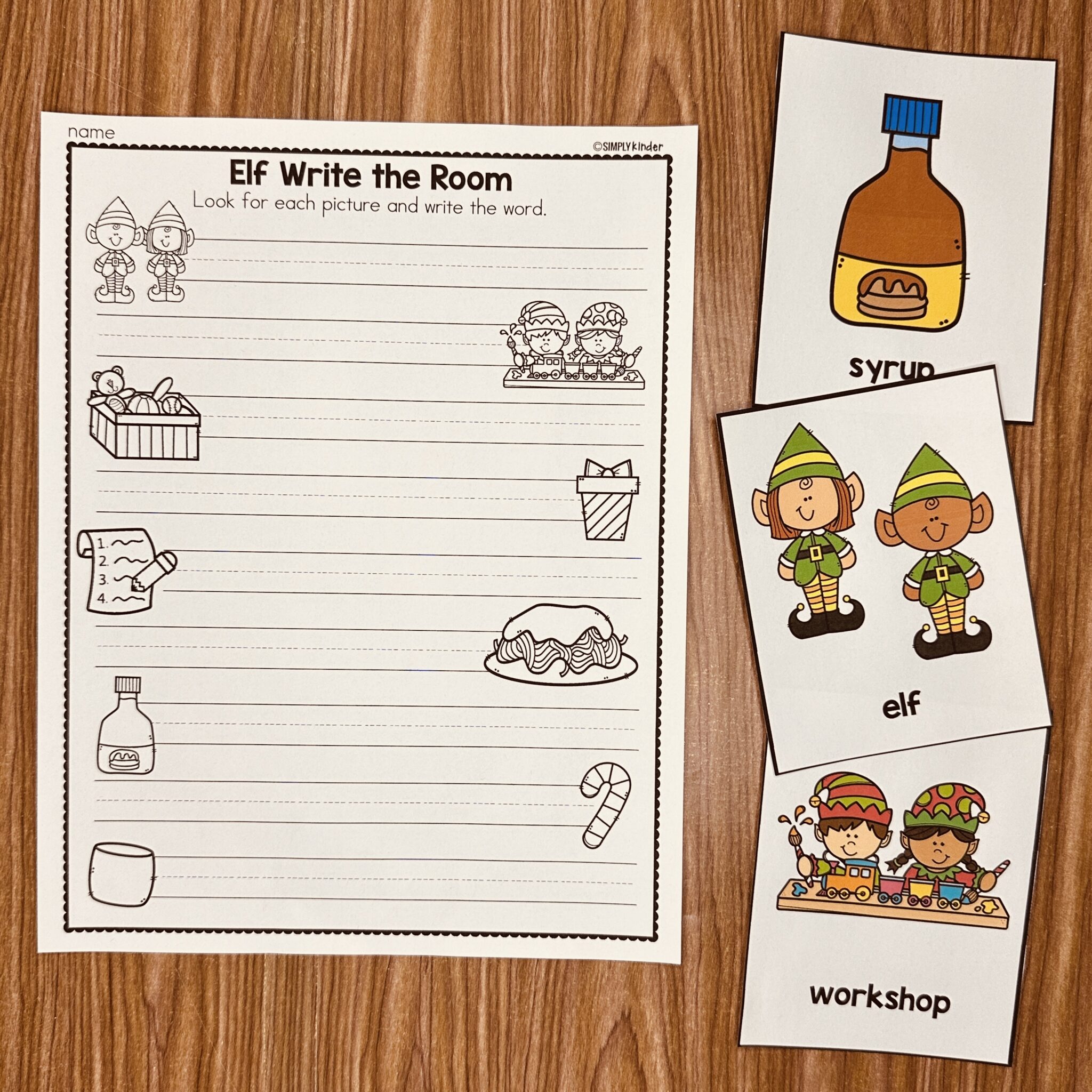 Elf Day Write the Room - Simply Kinder + Printable Membership