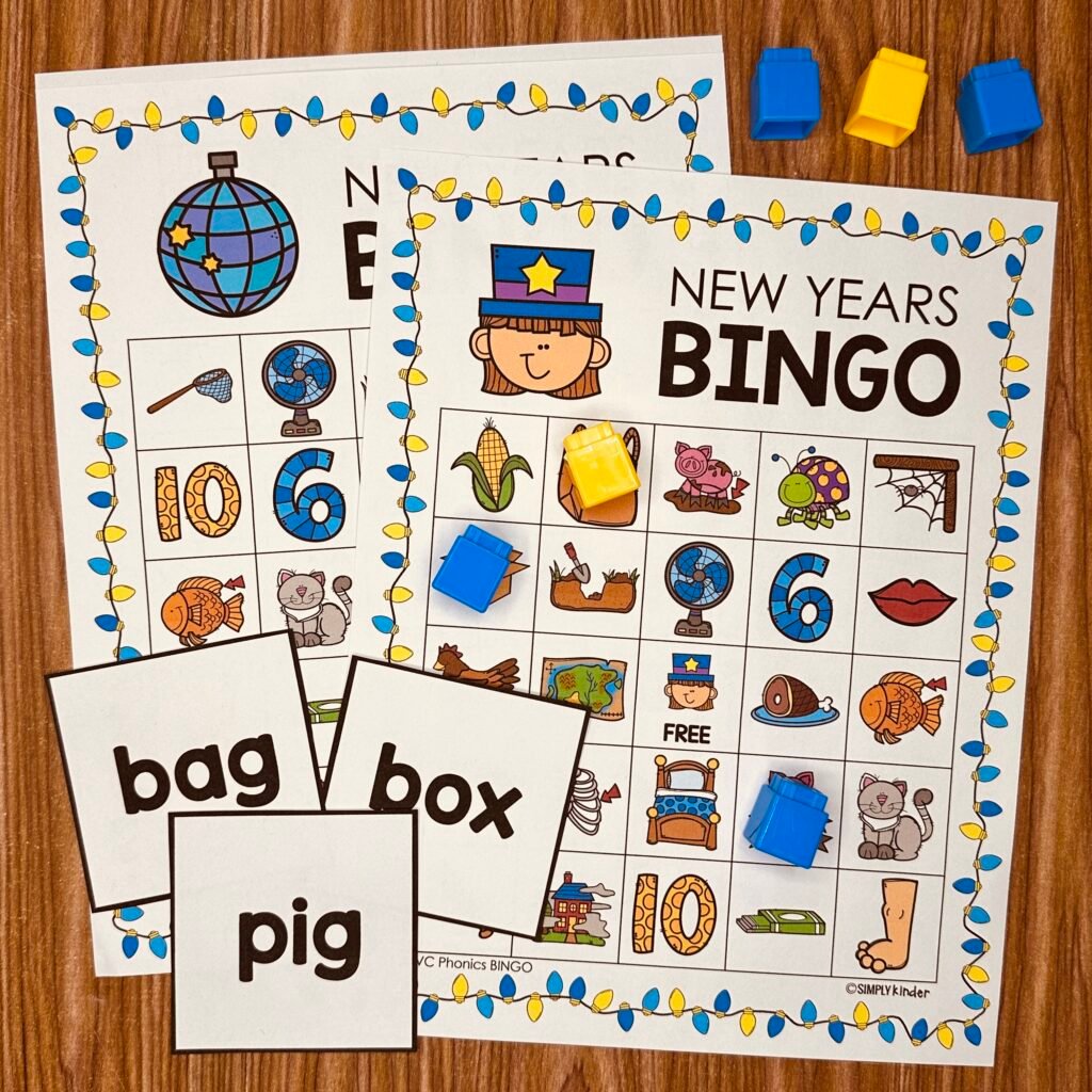 New Years Phonics CVC Bingo - Simply Kinder + Printable Membership