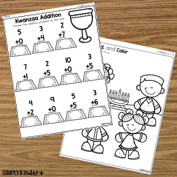 Kwanzaa Addition Printables - Simply Kinder + Printable Membership