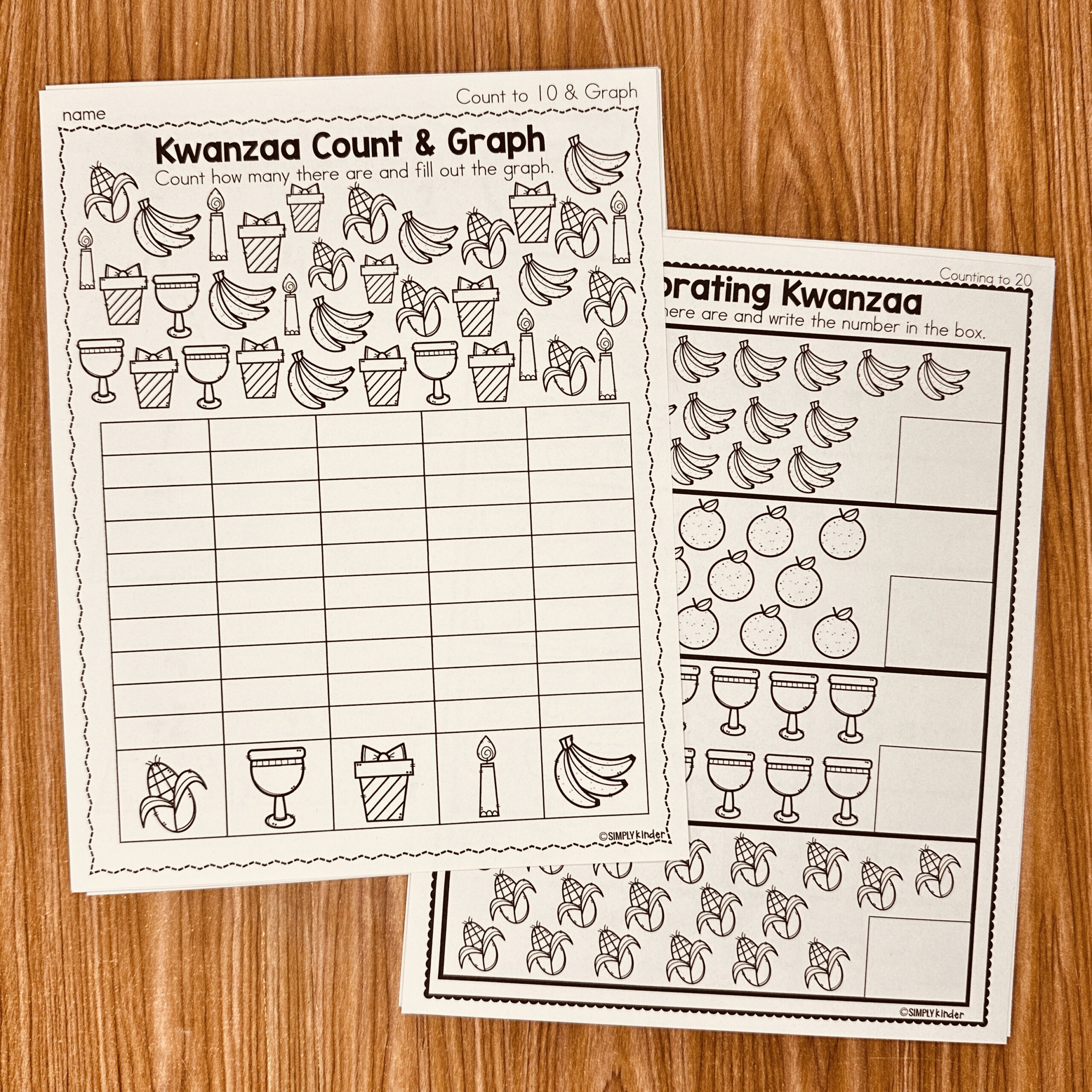Kwanzaa Counting Printables - Simply Kinder Plus