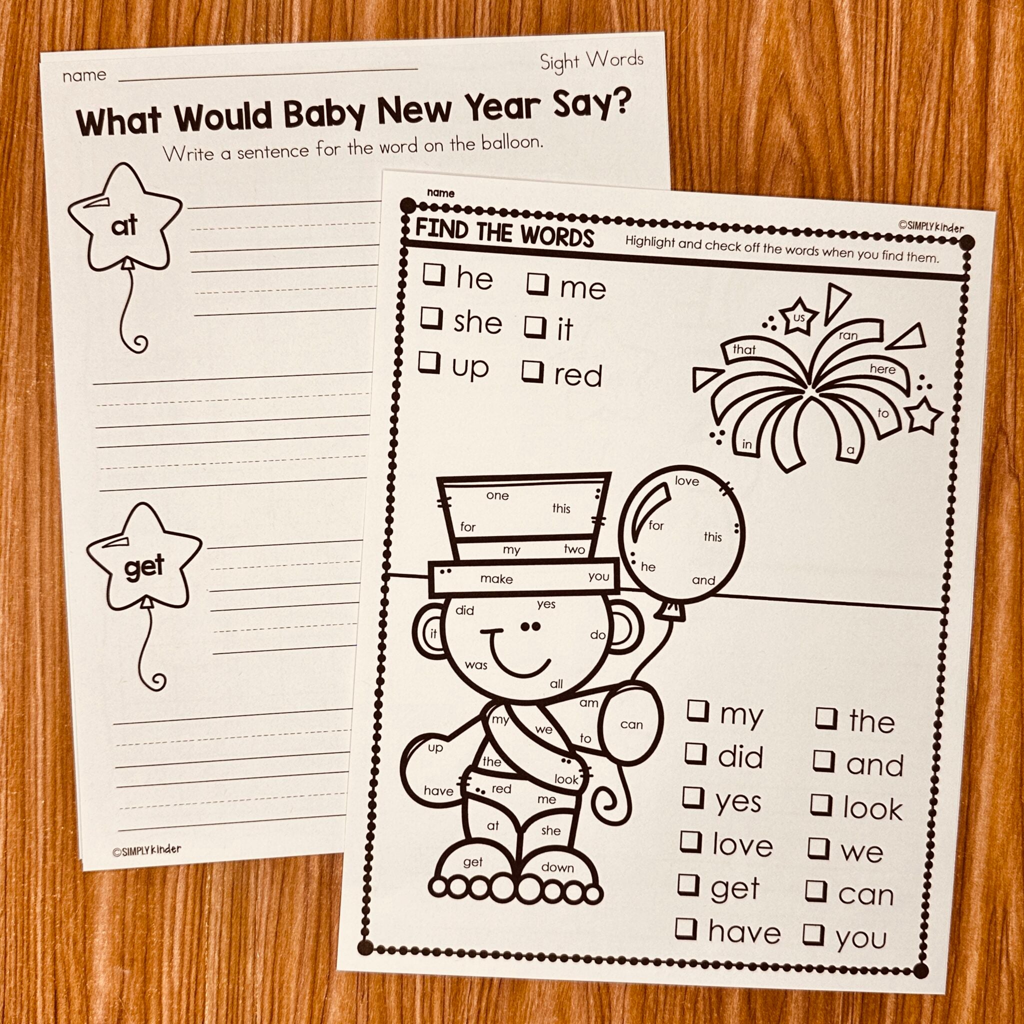 New Years Sight Word Printables - Simply Kinder + Printable Membership