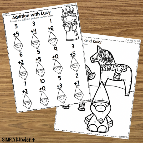 St. Lucia Day Addition Printables - Simply Kinder + Printable Membership
