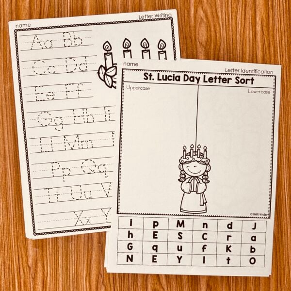 St. Lucia Day Alphabet Printables - Simply Kinder + Printable Membership