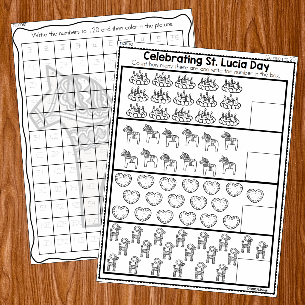 St. Lucia Day Counting Printables - Simply Kinder + Printable Membership