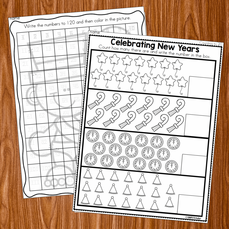 New Years Counting Printables - Simply Kinder + Printable Membership