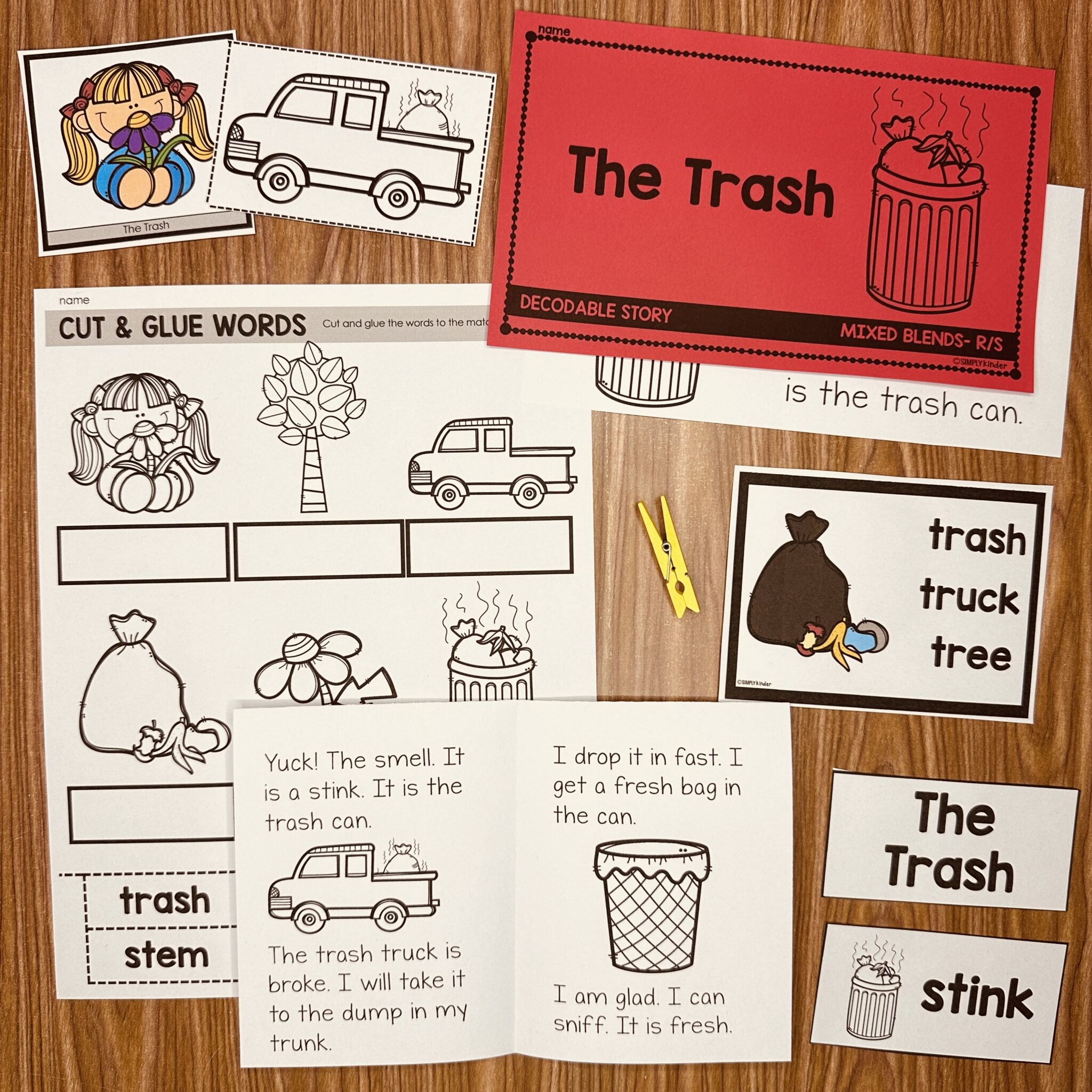 Decodable Reader with Word Work: Mixed Blends R & S - The Trash ...