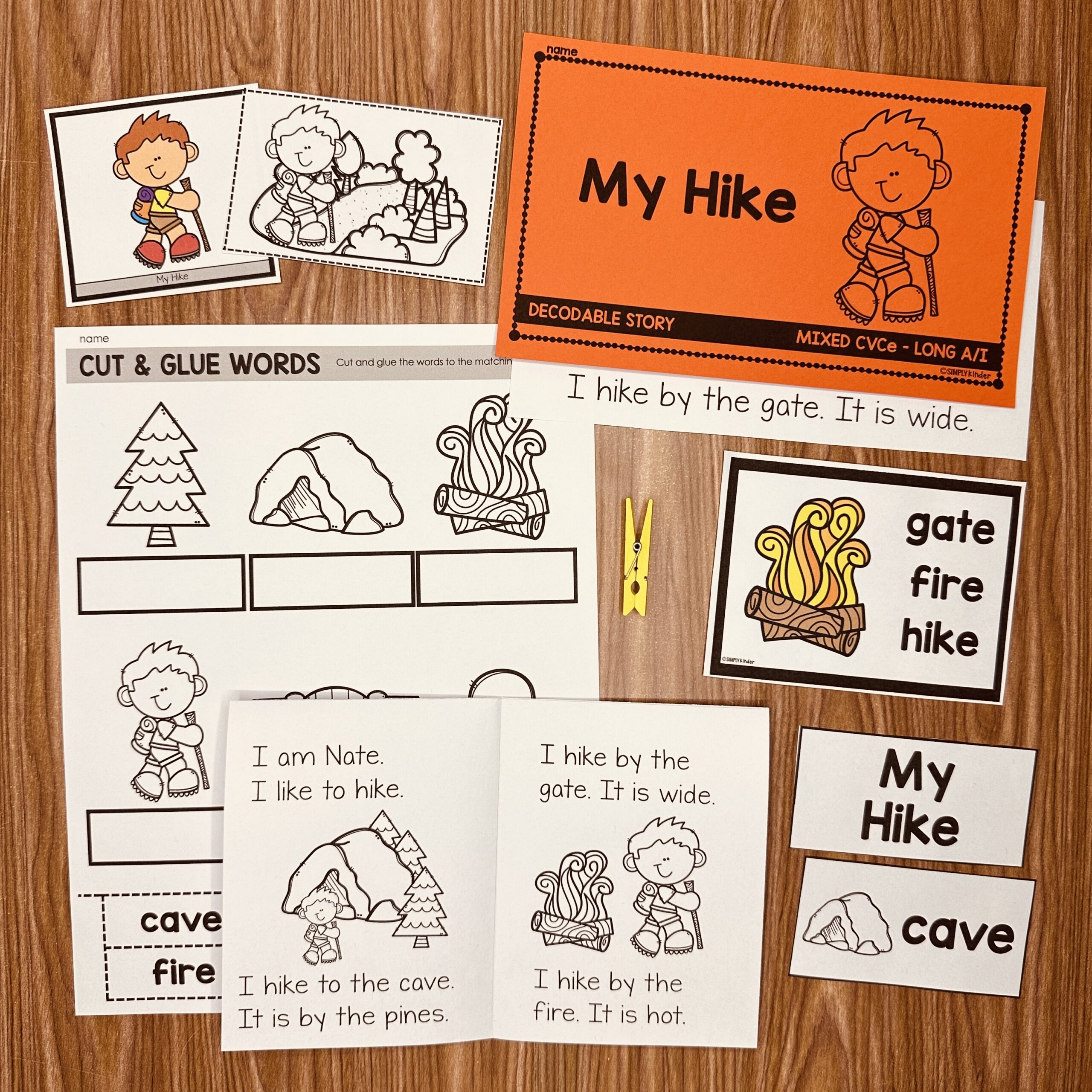 Decodable Reader with Word Work: Mixed CVCe Long A & Long I - My Hike ...
