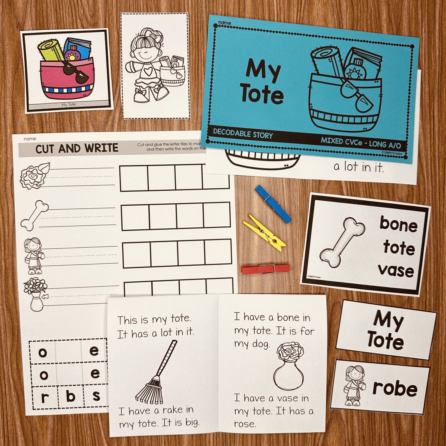 Decodable Reader with Word Work: Mixed CVCe Long A & Long O - My Tote ...
