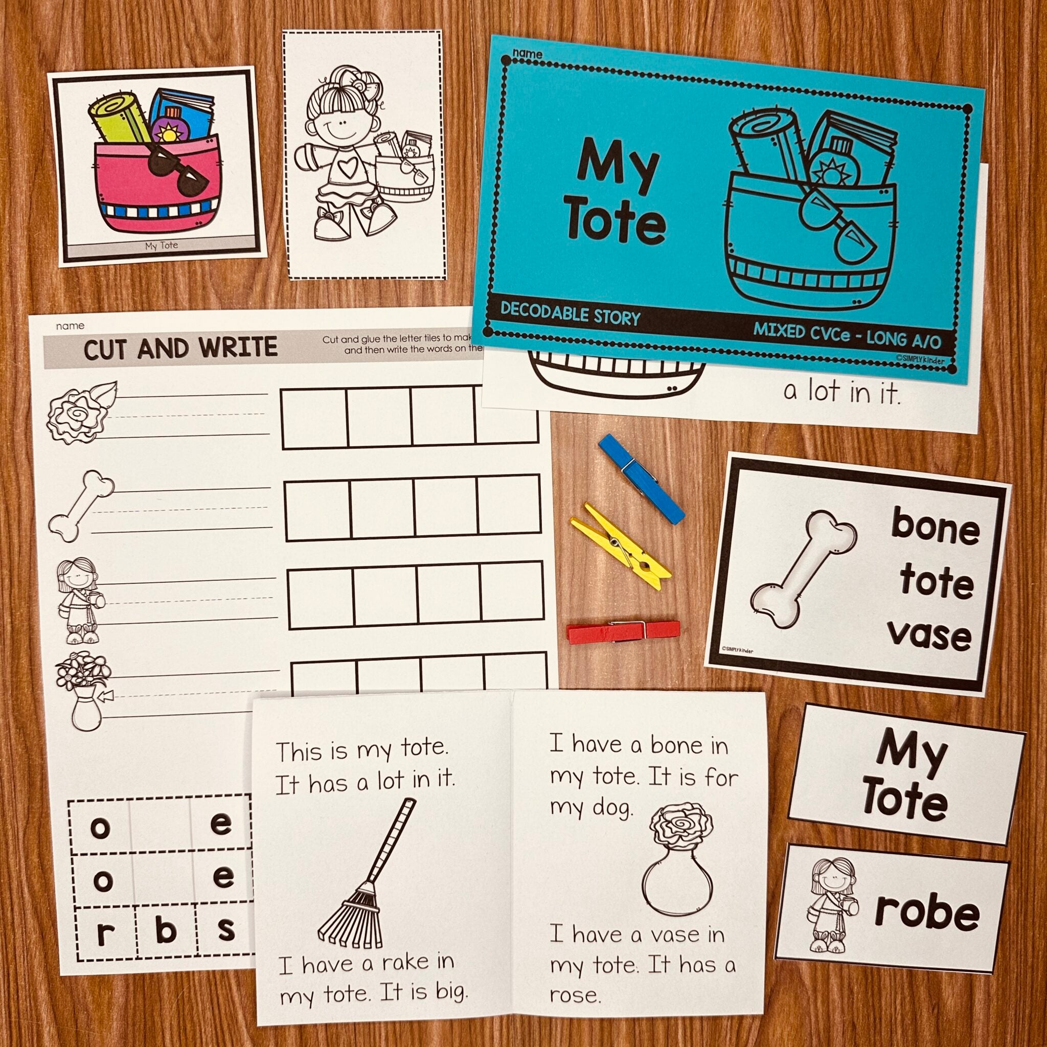 Decodable Reader with Word Work: Mixed CVCe Long A & Long O - My Tote ...