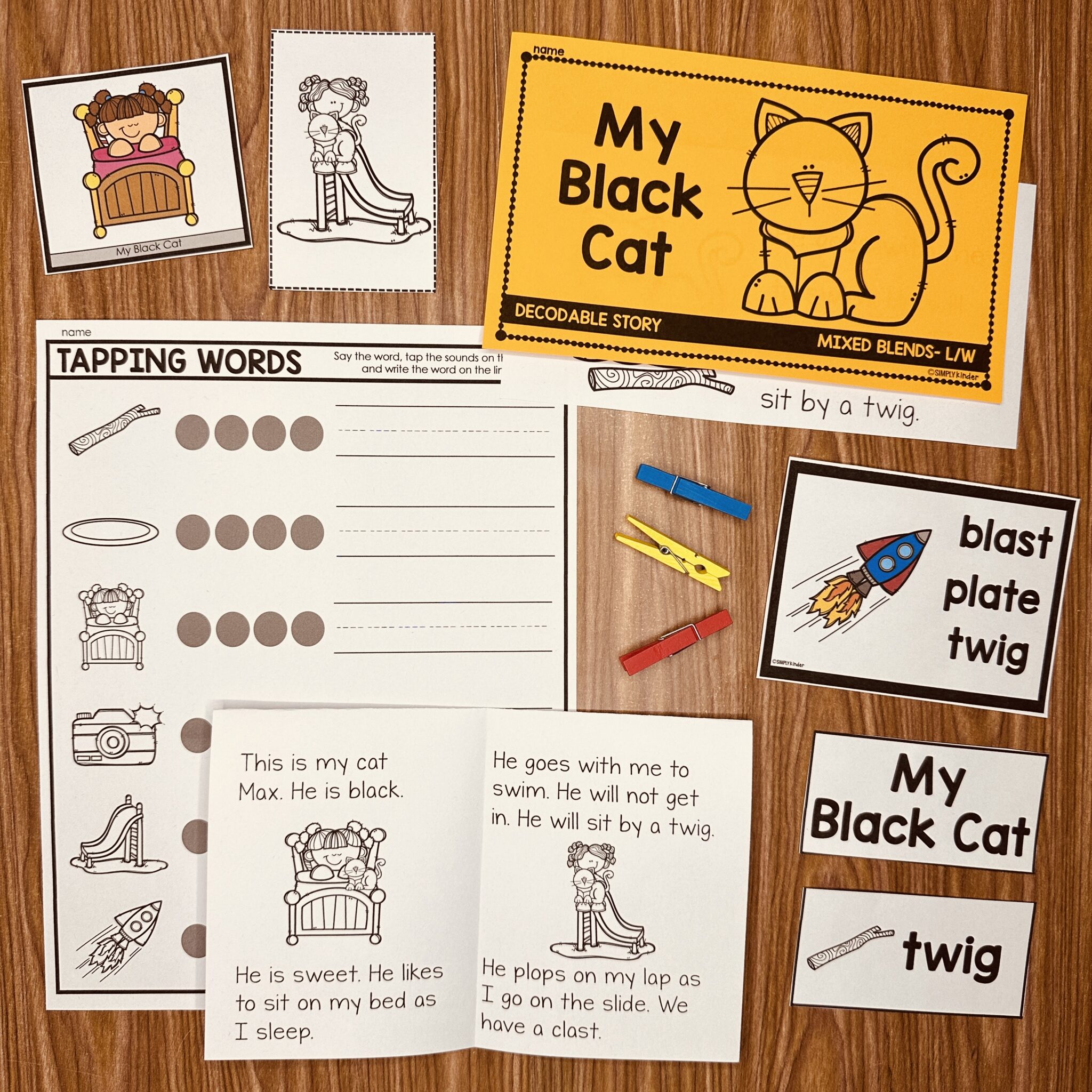 Decodable Reader with Word Work: Mixed Blends L & W - My Black Cat ...