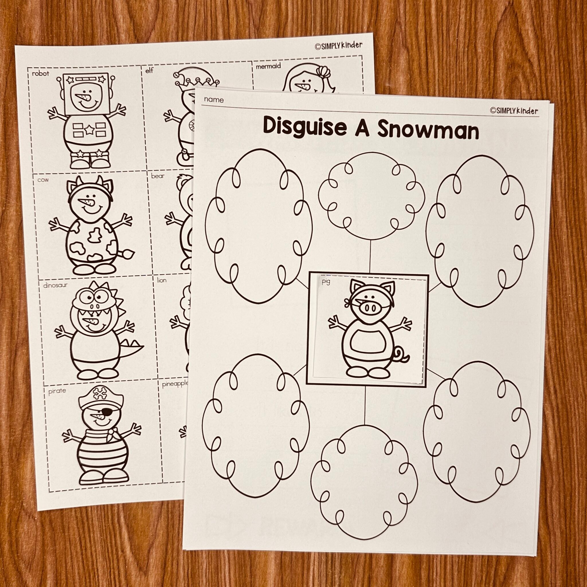 Snowman In Disguise Graphic Organizers - Simply Kinder + Printable ...