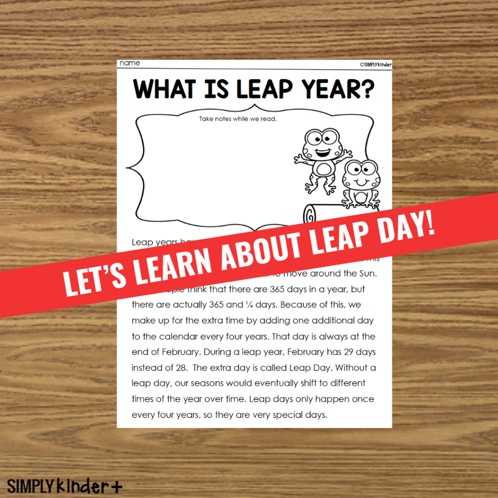 No Prep Information Passage, Leap Year, Leap Day - Simply Kinder Plus