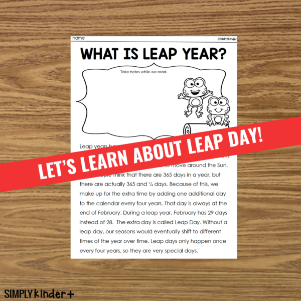 No Prep Information Passage, Leap Year, Leap Day - Simply Kinder ...