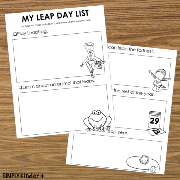 No Prep Activity List, Leap Year, Leap Day - Simply Kinder + Printable ...