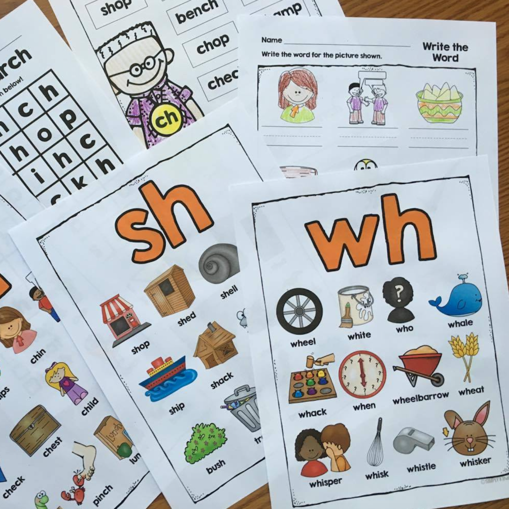 Digraphs Printables - Simply Kinder + Printable Membership