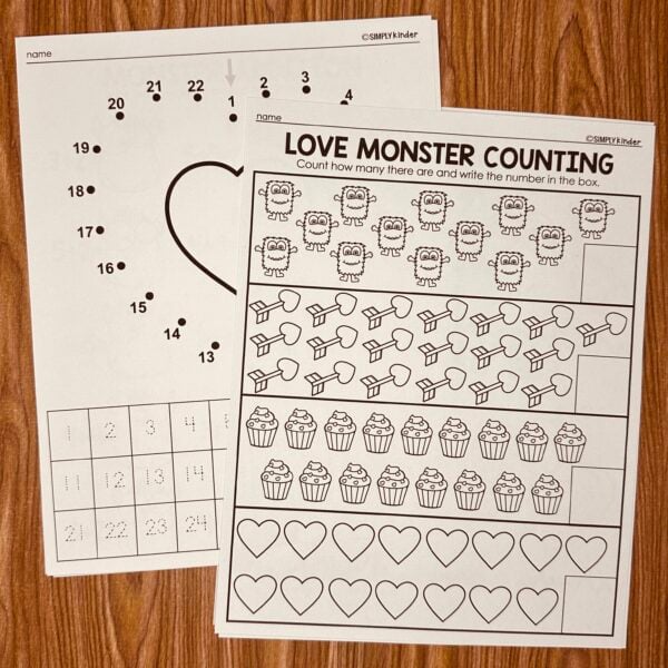 Love Monster Counting Printables - Simply Kinder + Printable Membership