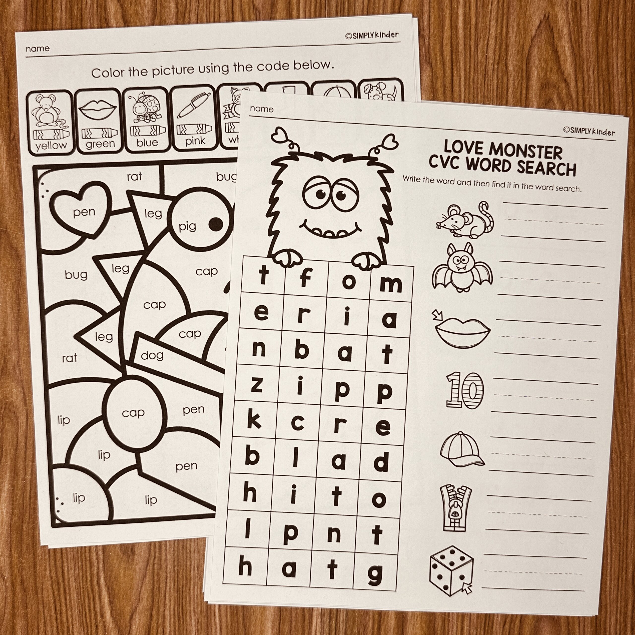 Love Monster CVC Printables - Simply Kinder + Printable Membership