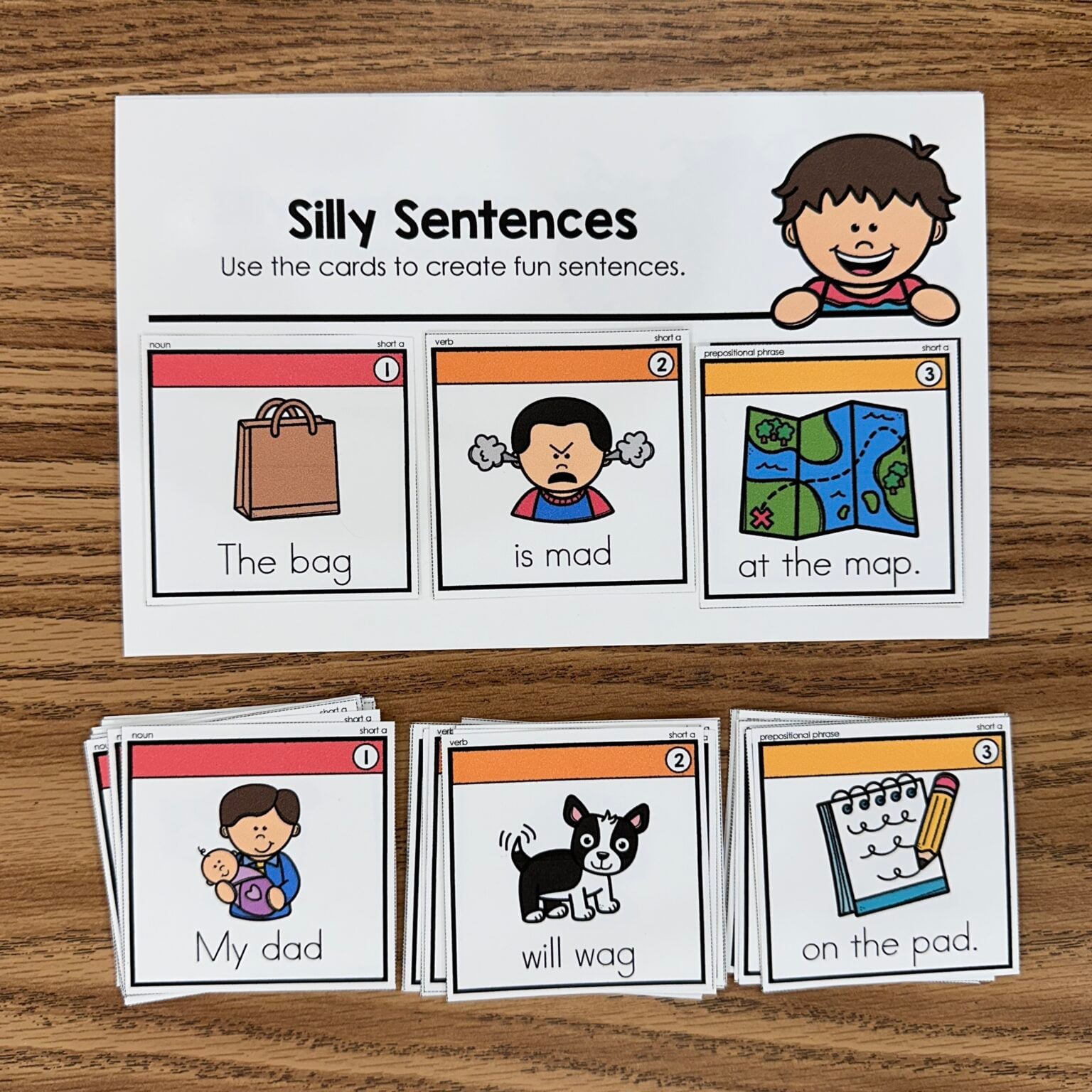 Silly Sentences CVC Word Practice Center - Simply Kinder + Printable ...