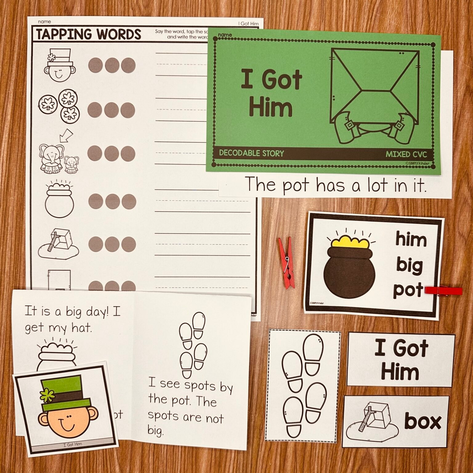 St. Patrick's Day Decodable Reader with Word Work: Mixed CVC Short ...