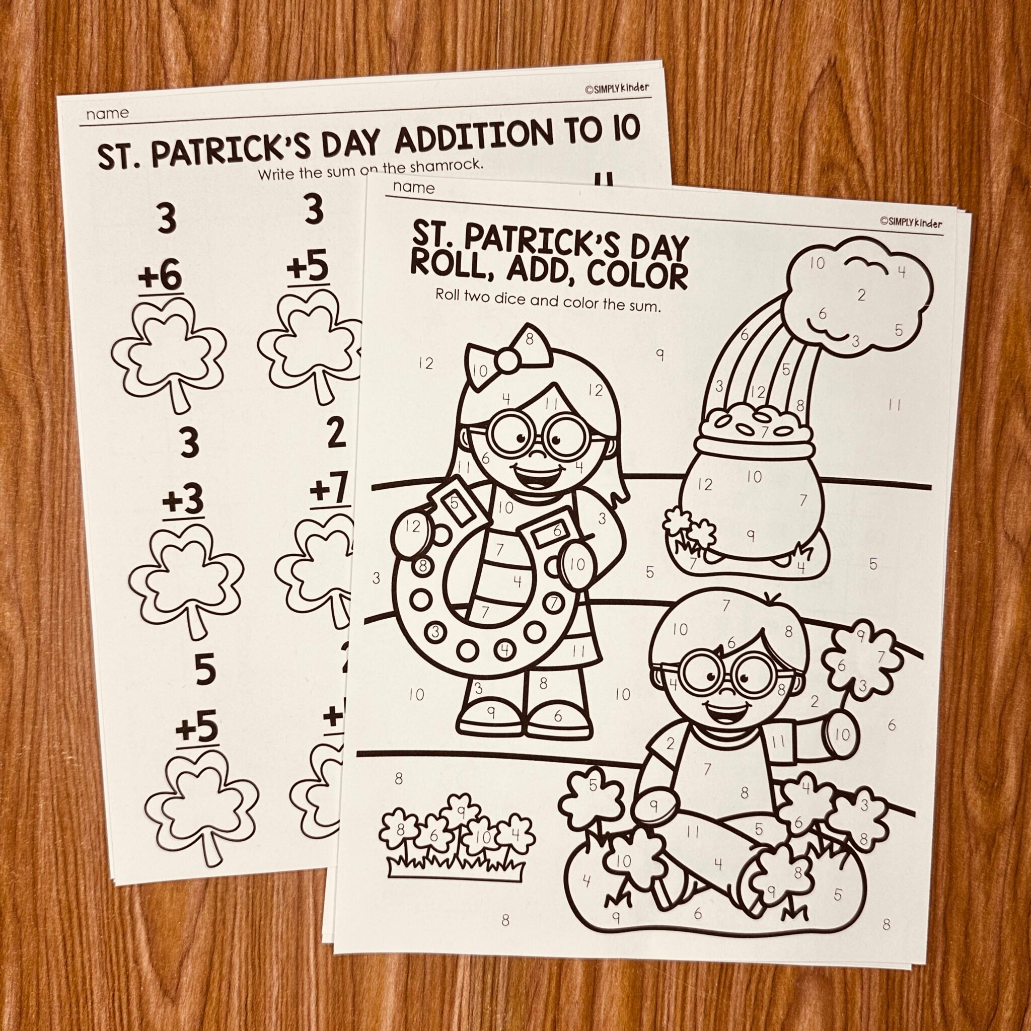 No Prep Addition, St. Patrick's Day - Simply Kinder Plus