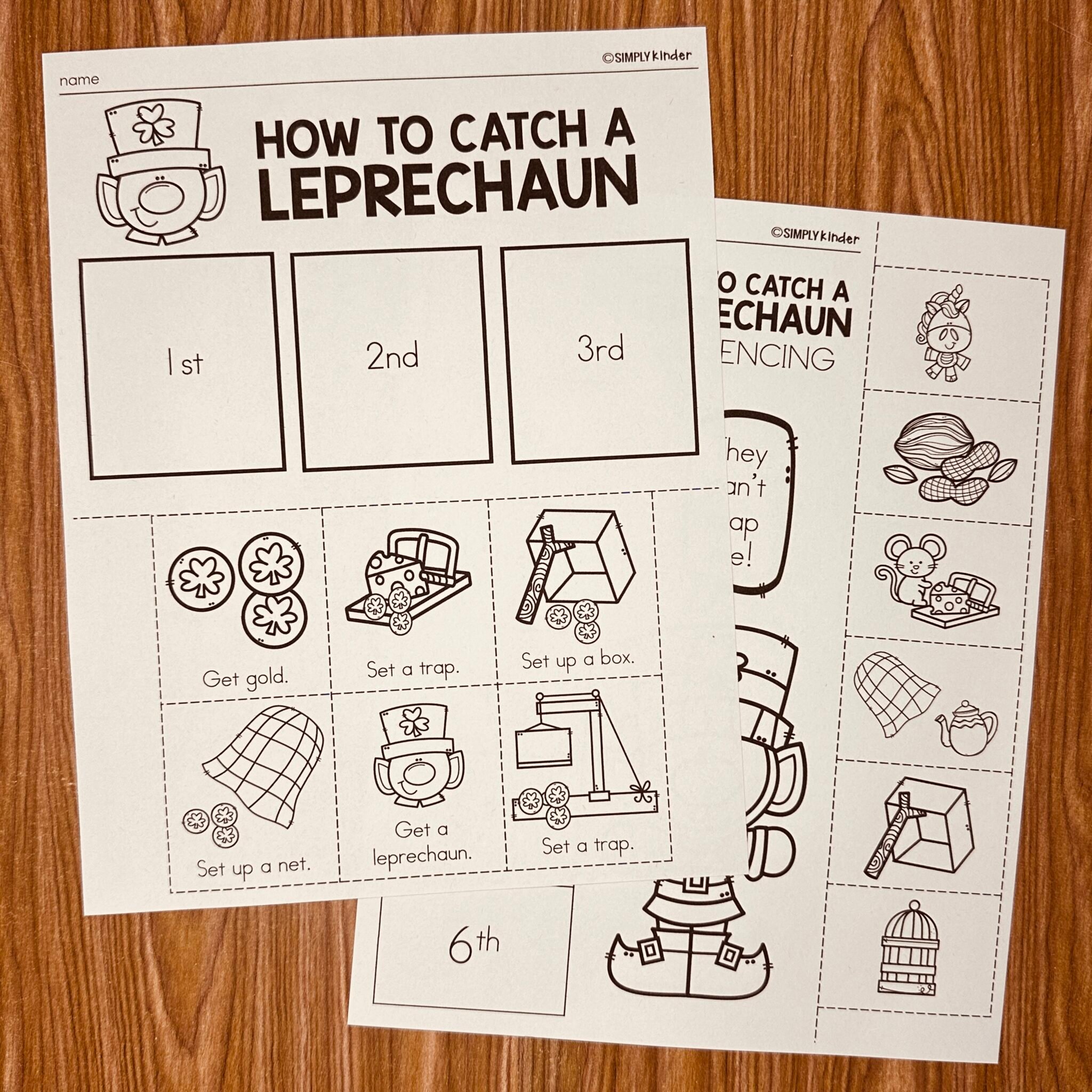How To Catch A Leprechaun Sequencing Printables - Simply Kinder + Printable Membership