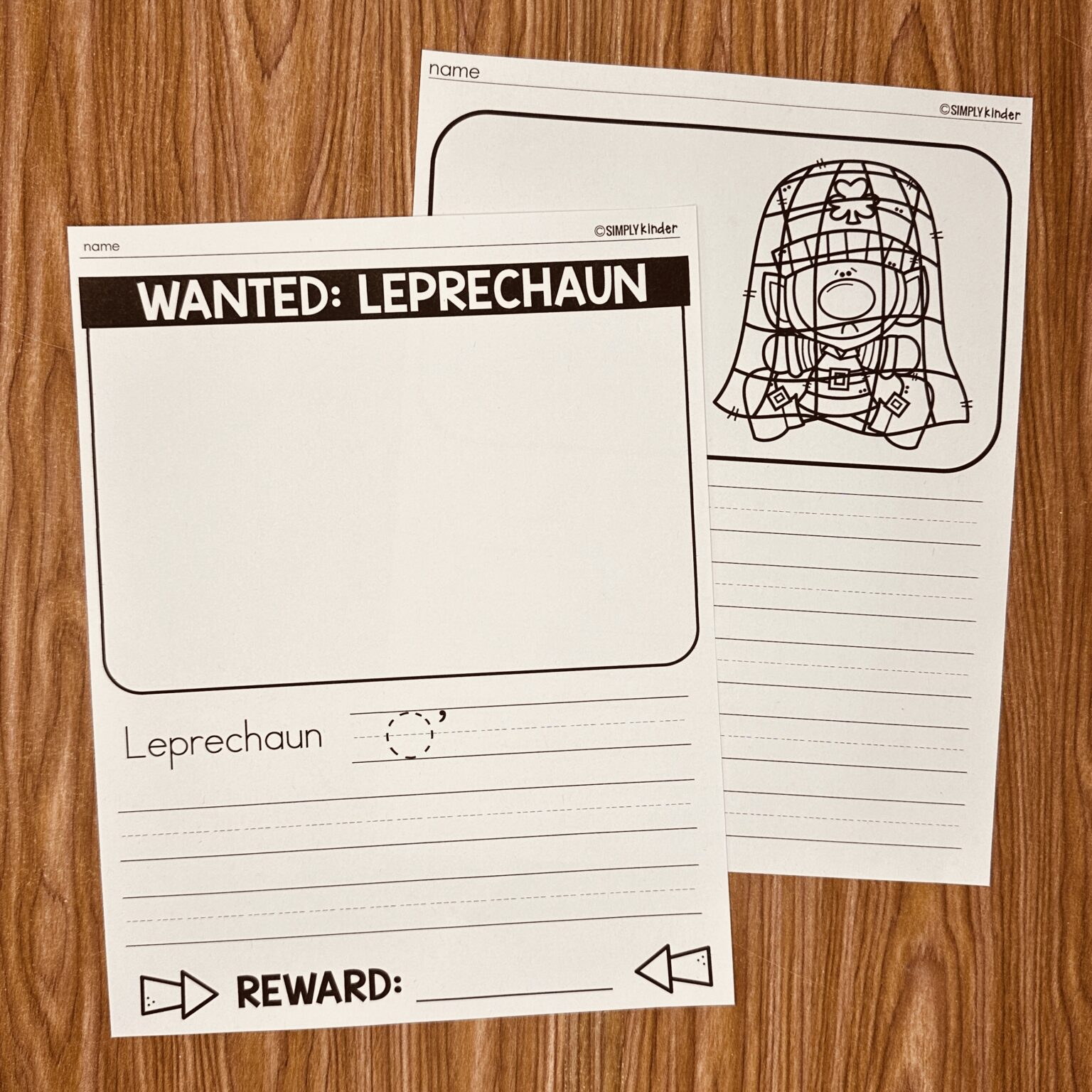 How To Catch A Leprechaun Journal Pages - Simply Kinder + Printable ...