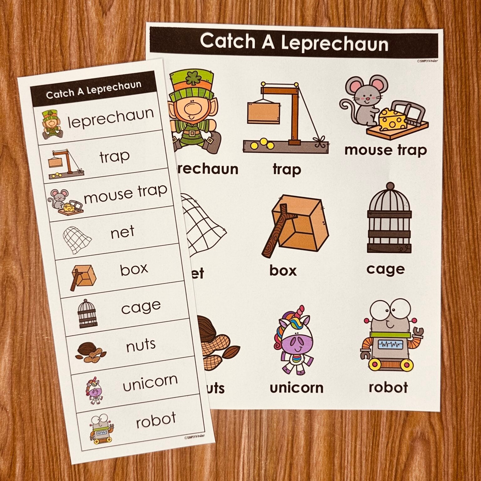 How To Catch A Leprechaun Vocabulary Printables - Simply Kinder ...