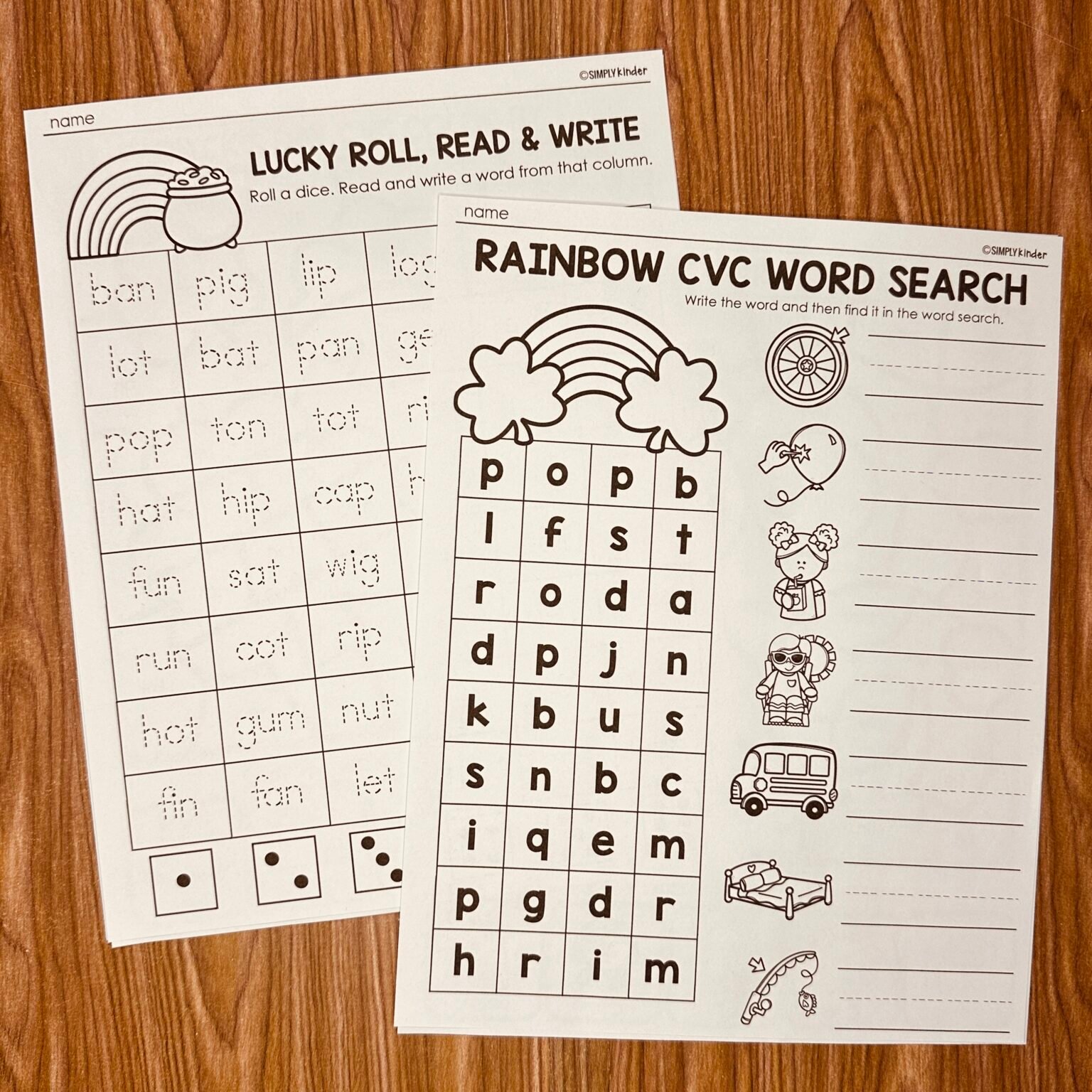 St. Patrick's Day CVC Printables - Simply Kinder + Printable Membership