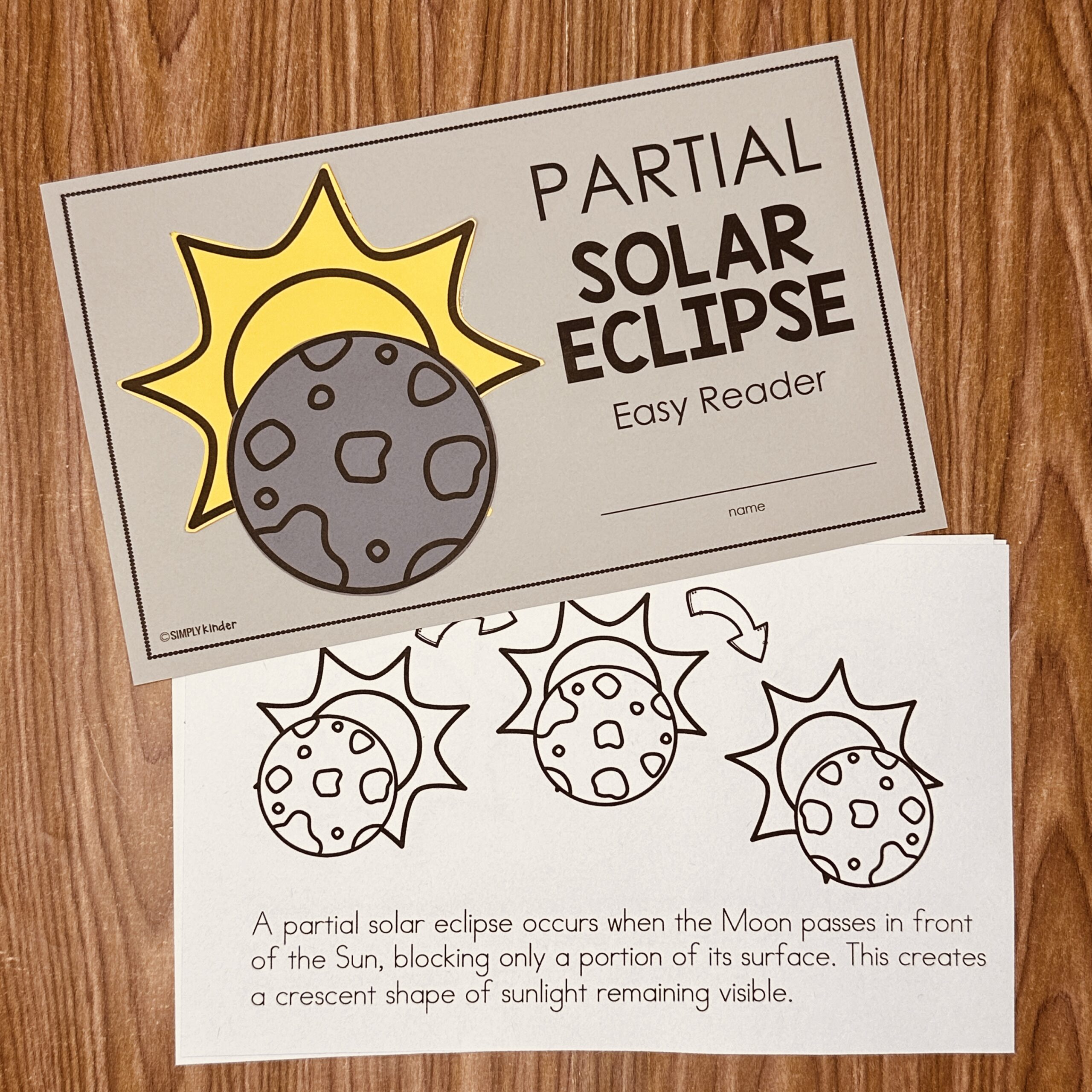 Partial Solar Eclipse Easy Reader - Simply Kinder + Printable Membership