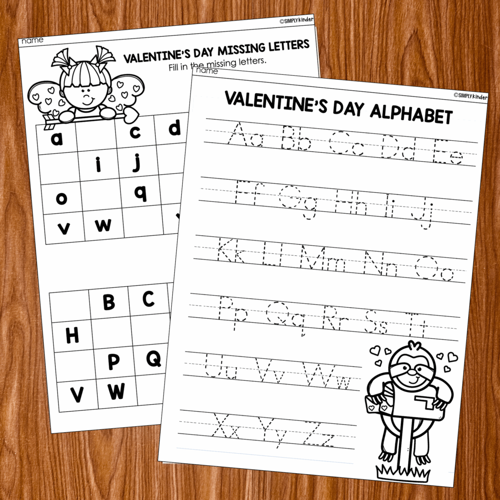 Valentine's Day No-Prep Alphabet Printables - Simply Kinder + Printable ...