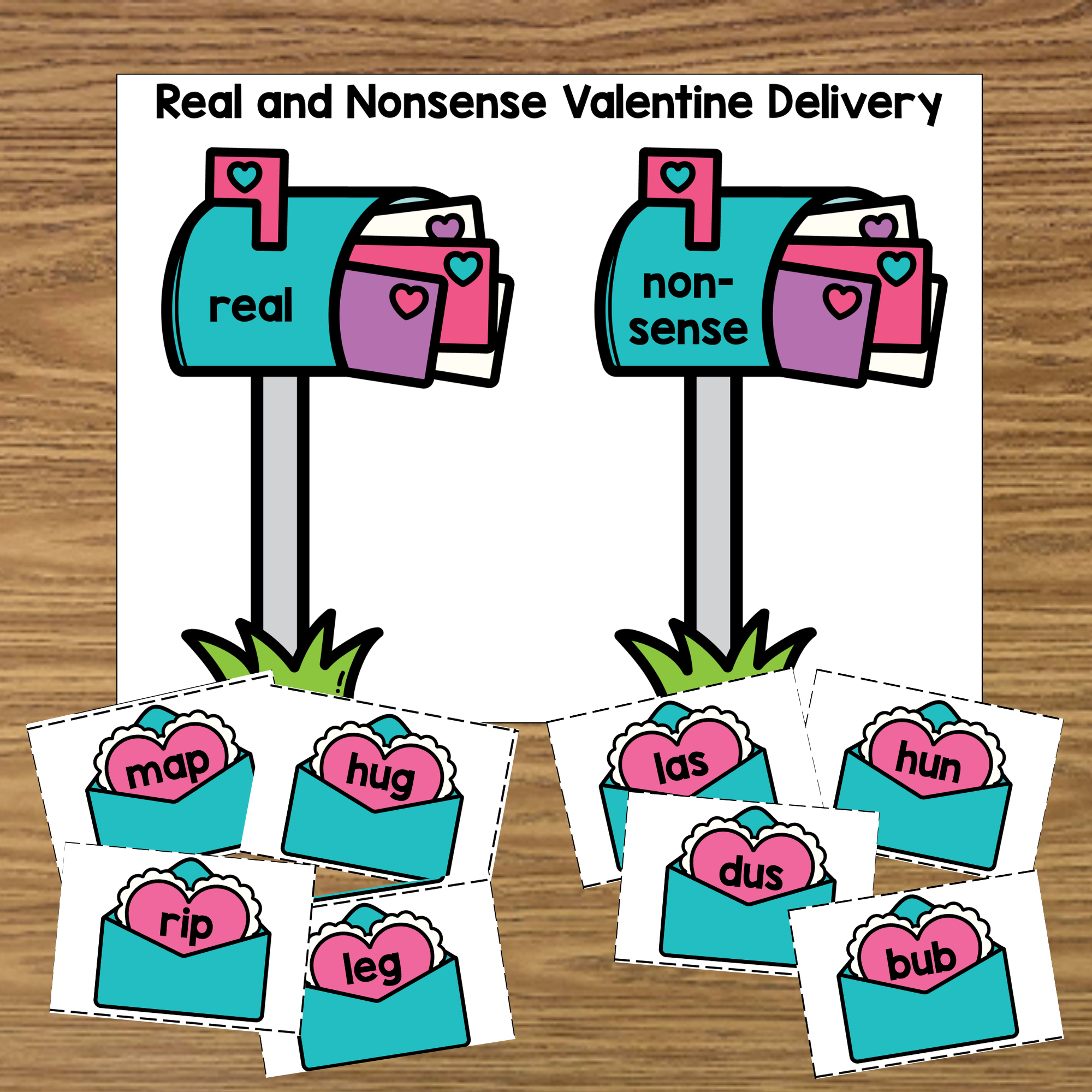 Valentine's Day Real and Nonsense Word Sort - Simply Kinder + Printable ...