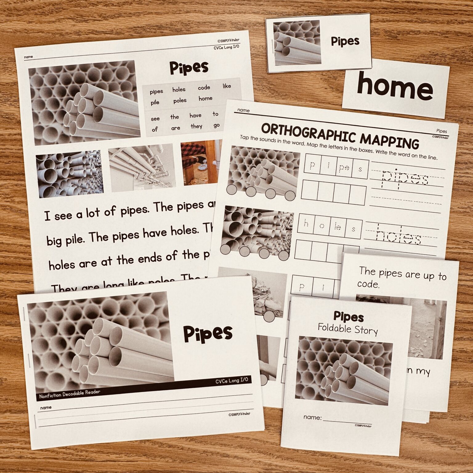 Nonfiction Decodable - Mixed CVCe Long I & O- Pipes - Simply Kinder ...