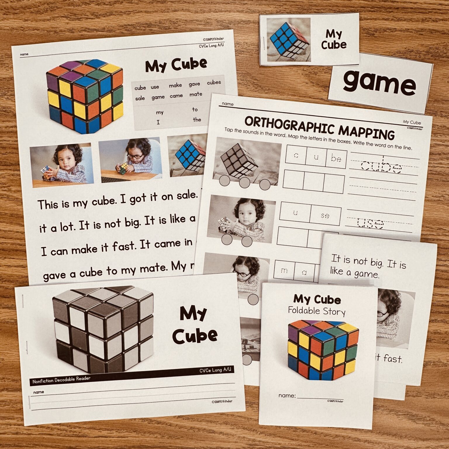 Nonfiction Decodable - Mixed CVCe Long A & U- The Cube - Simply Kinder ...