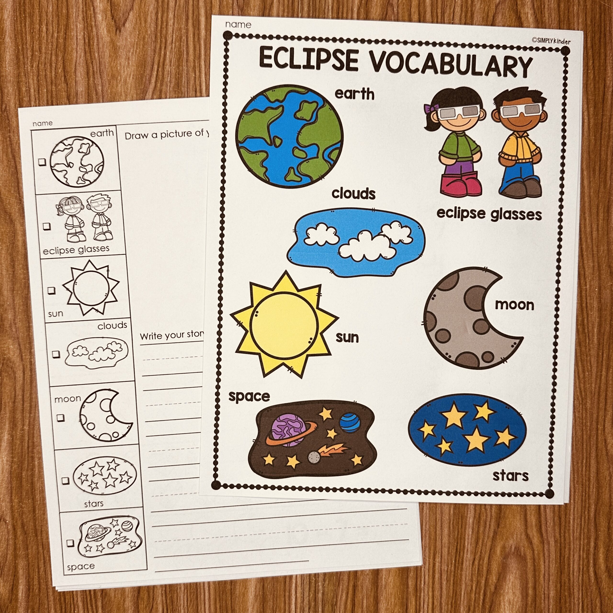 Eclipse Vocabulary Printables & Word Wall Cards - Simply Kinder ...