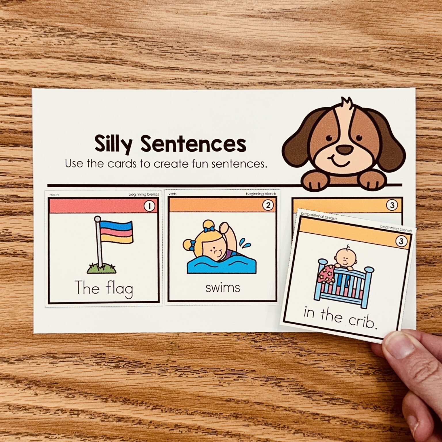 Silly Sentences Blends Word Practice Center - Simply Kinder + Printable ...