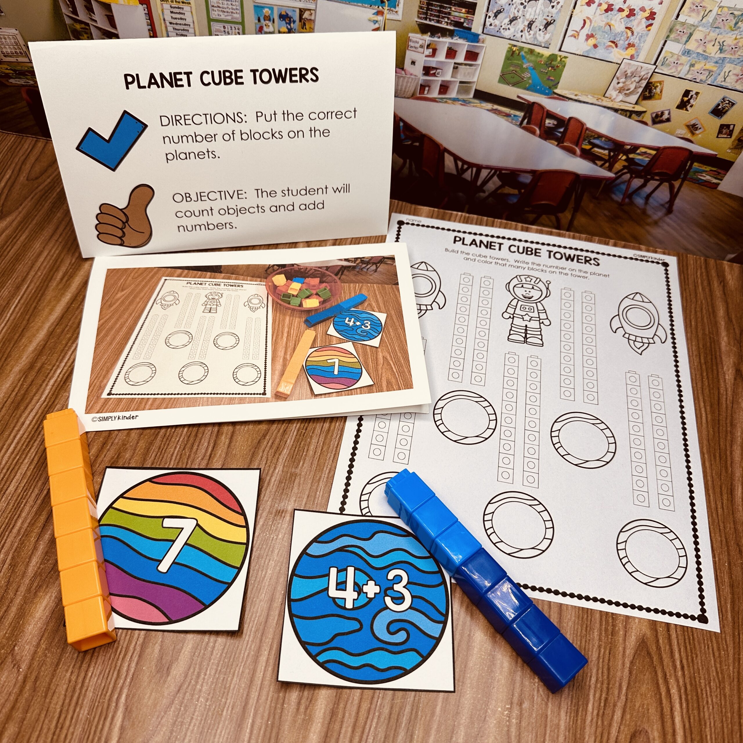 Planet Snap Cube Counting and Addition Center - Simply Kinder ...