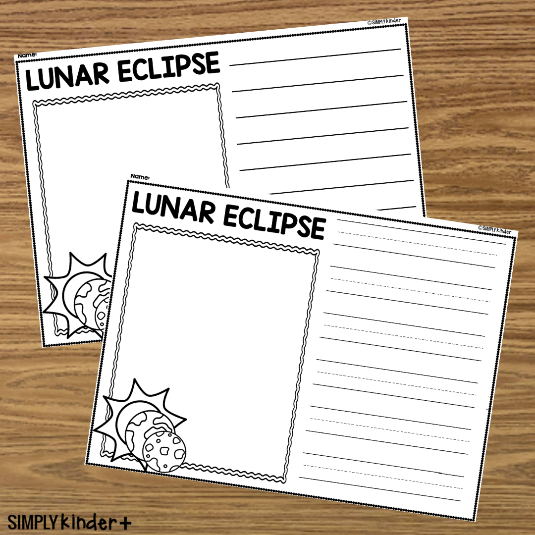 Lunar Eclipse Writing Pages - Simply Kinder + Printable Membership