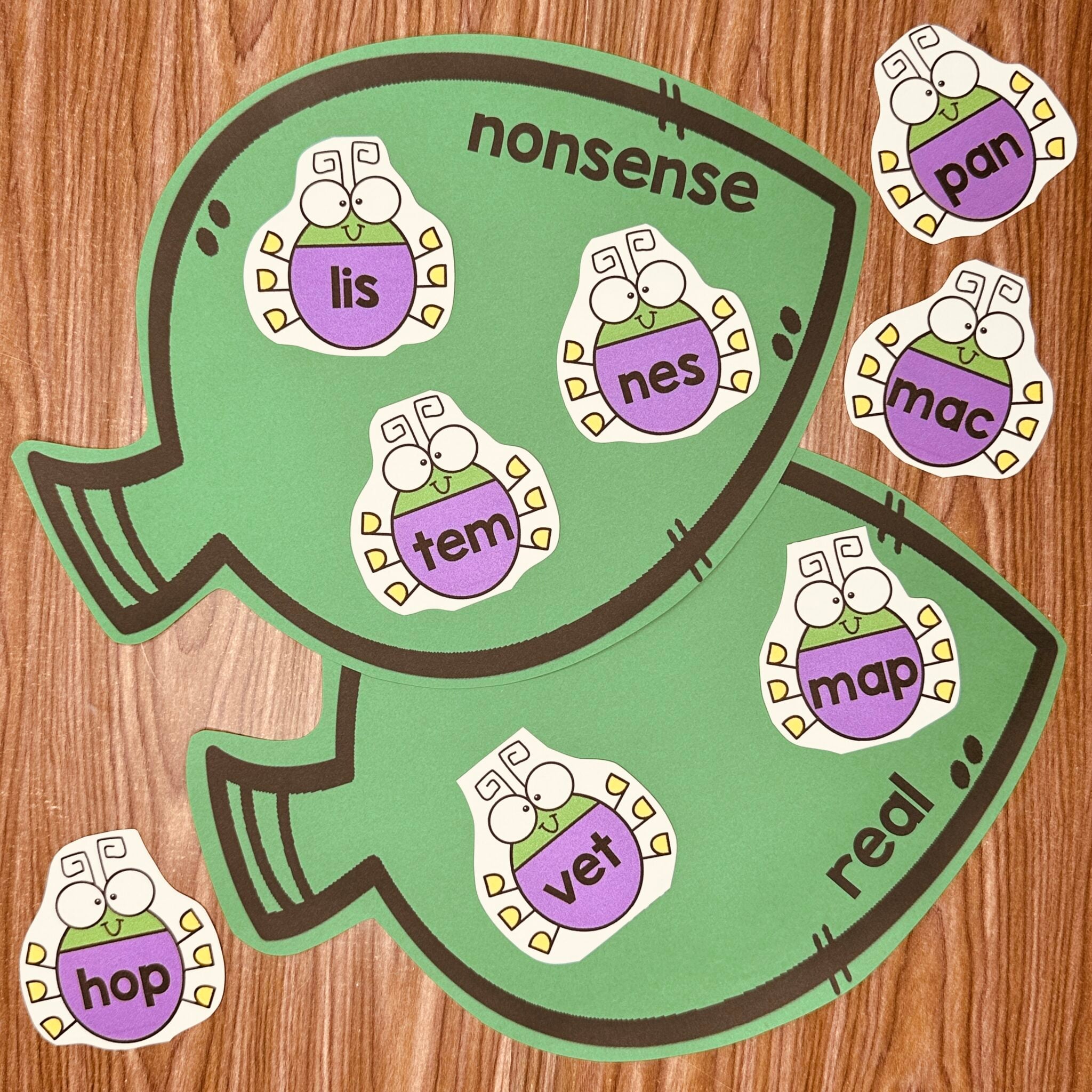 Insects Real and Nonsense Word Sort Center - Simply Kinder + Printable ...