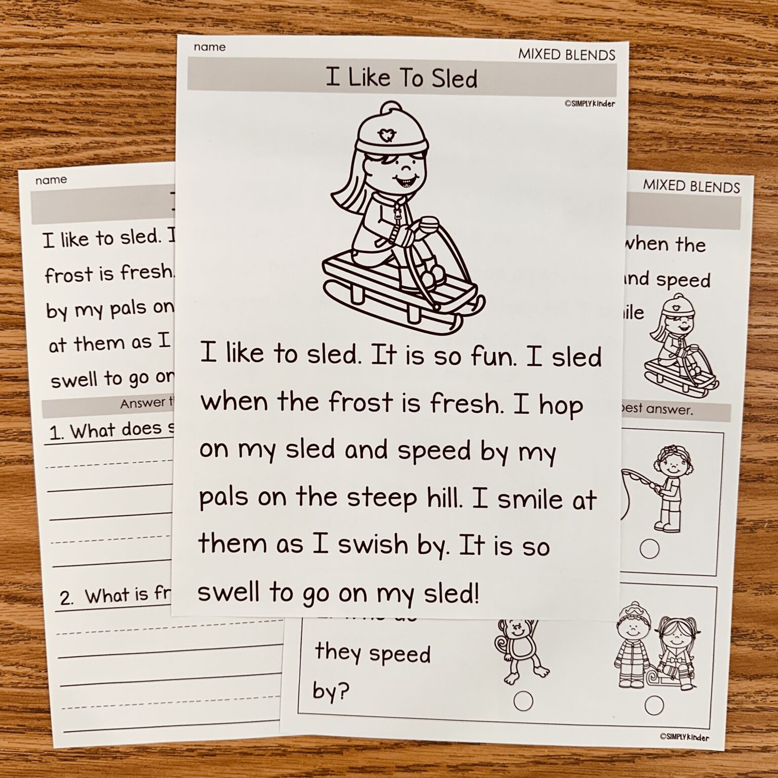 Reading Fluency & Comprehension Passages: Mixed Blends - Simply Kinder ...