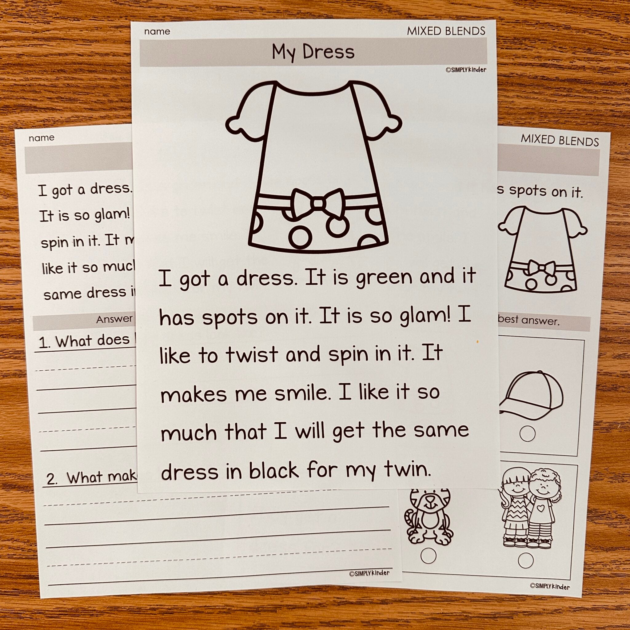 Reading Fluency & Comprehension Passages: Mixed Blends - Simply Kinder ...