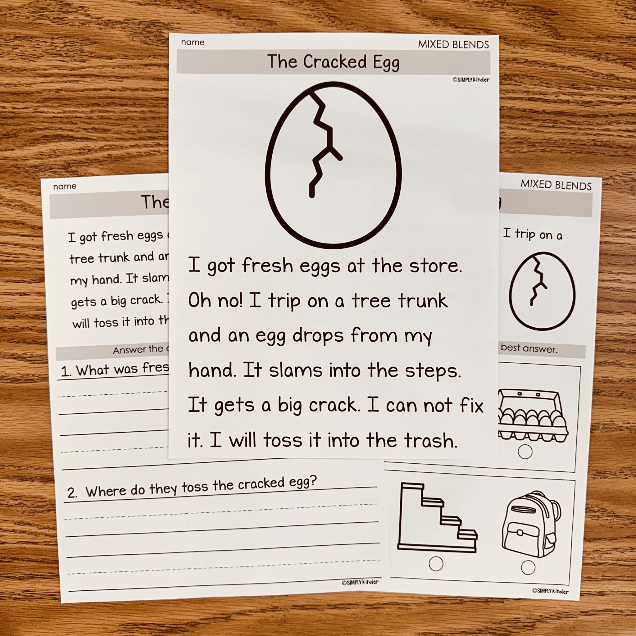 Reading Fluency & Comprehension Passages: Mixed Blends - Simply Kinder ...