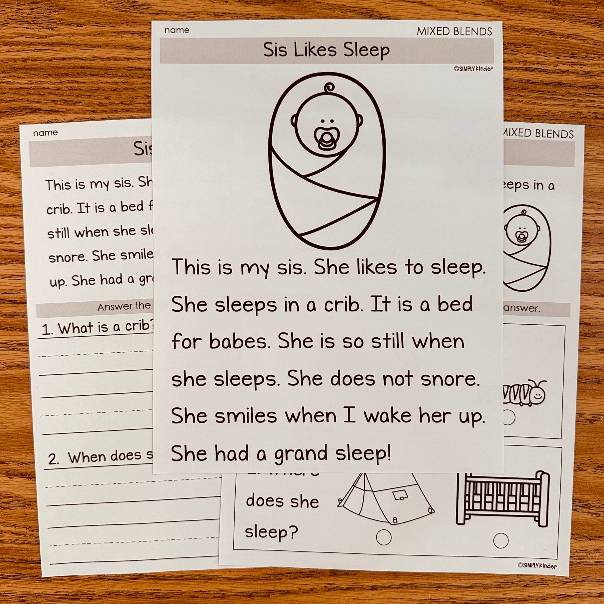 Reading Fluency & Comprehension Passages: Mixed Blends - Simply Kinder ...