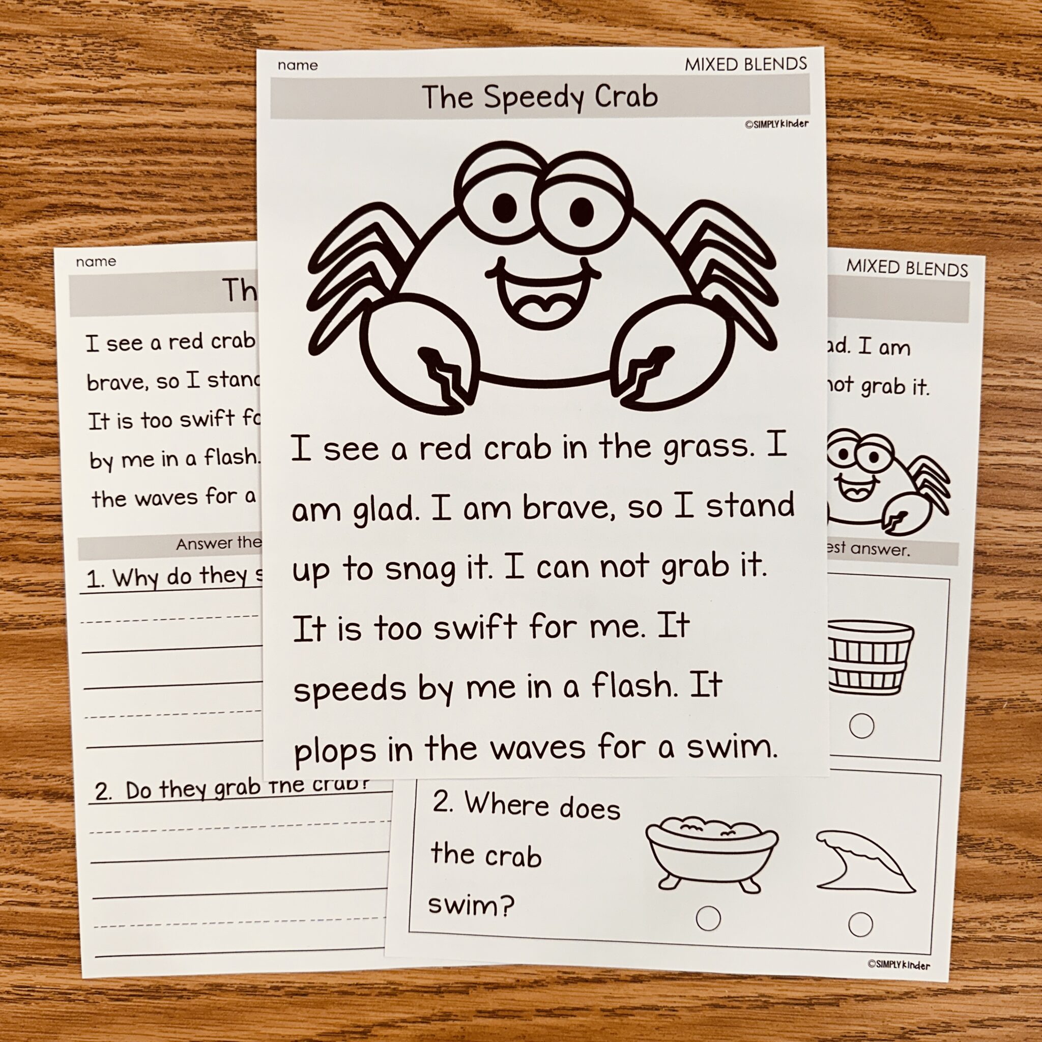 Reading Fluency & Comprehension Passages: Mixed Blends - Simply Kinder ...