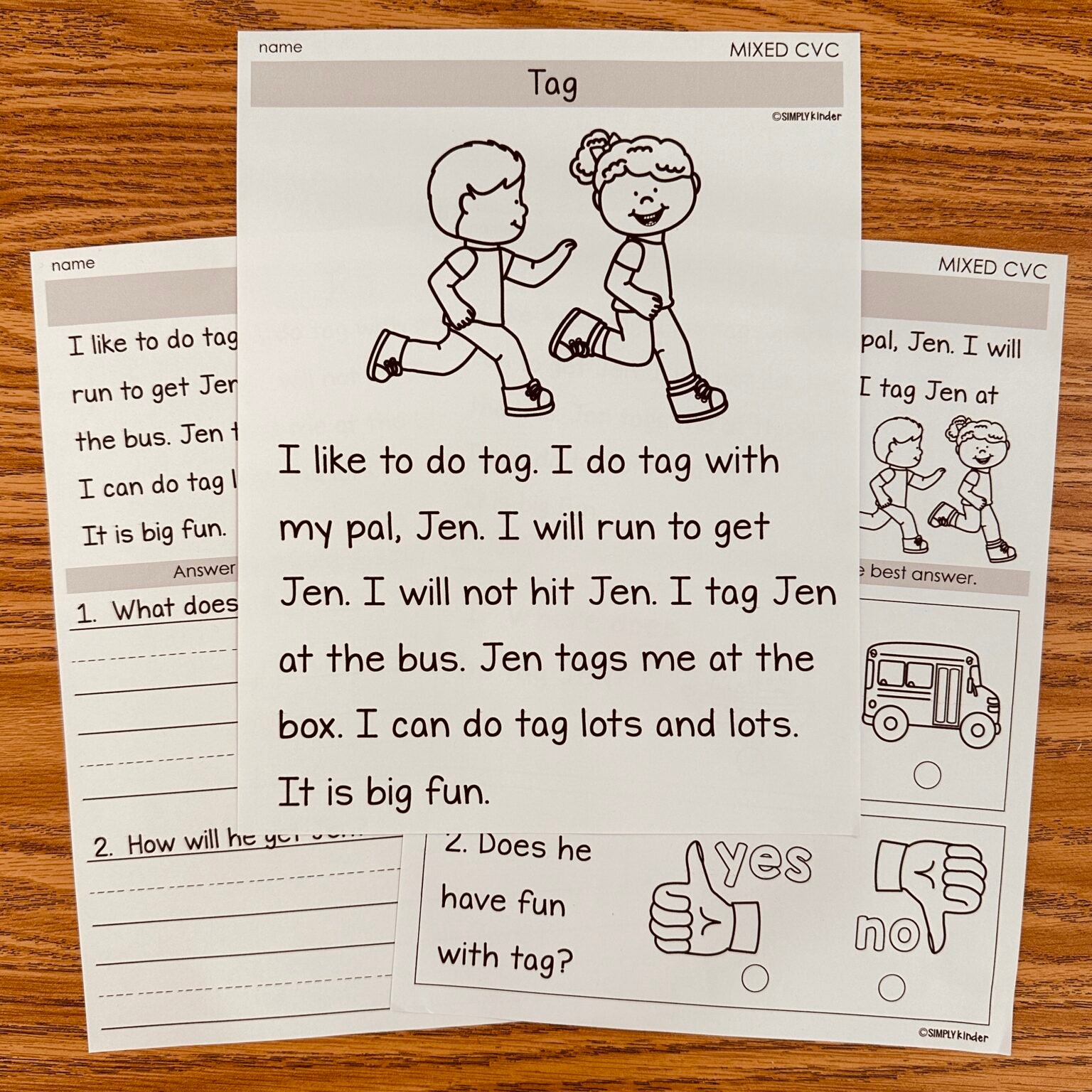 Reading Fluency & Comprehension Passages: Mixed CVC - Simply Kinder ...