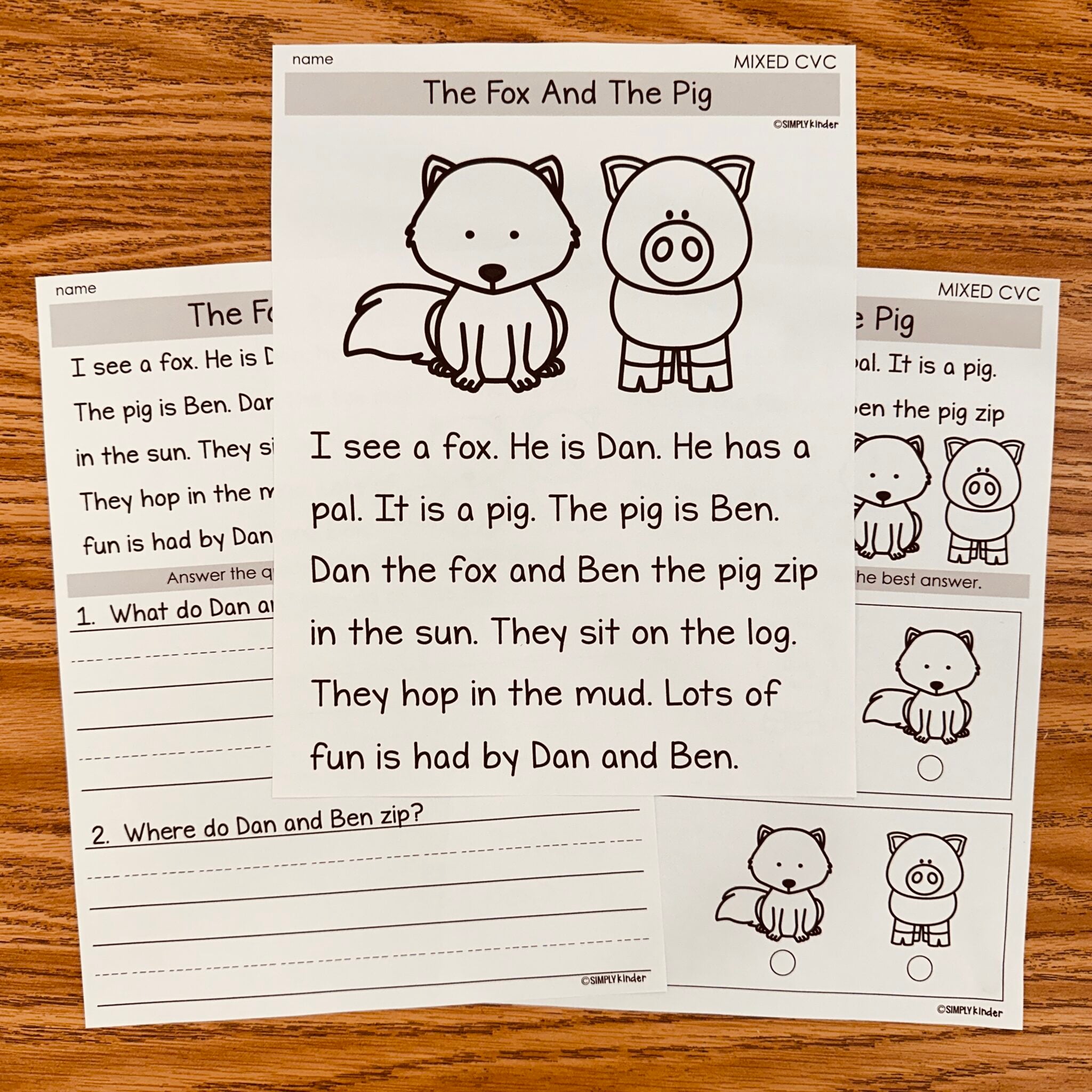 Reading Fluency & Comprehension Passages: Mixed CVC - Simply Kinder ...