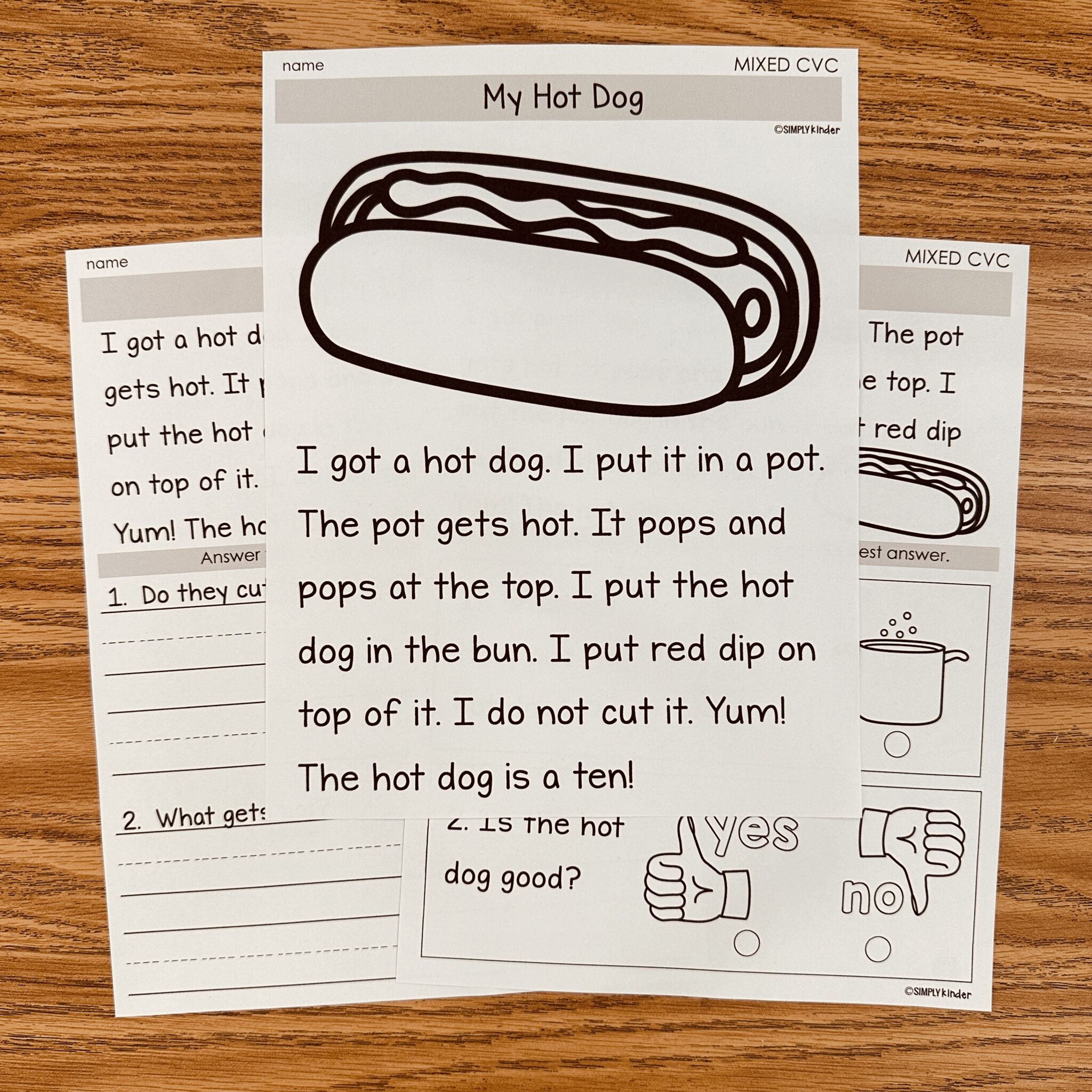 Reading Fluency & Comprehension Passages: Mixed CVC - Simply Kinder ...