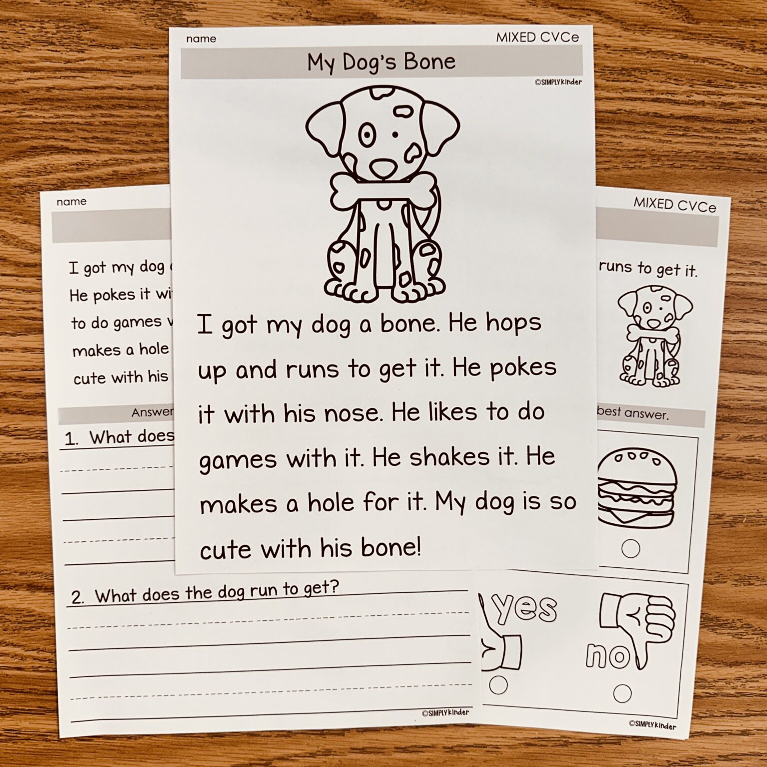 Reading Fluency & Comprehension Passages: Mixed CVCe My Dog's Bone ...